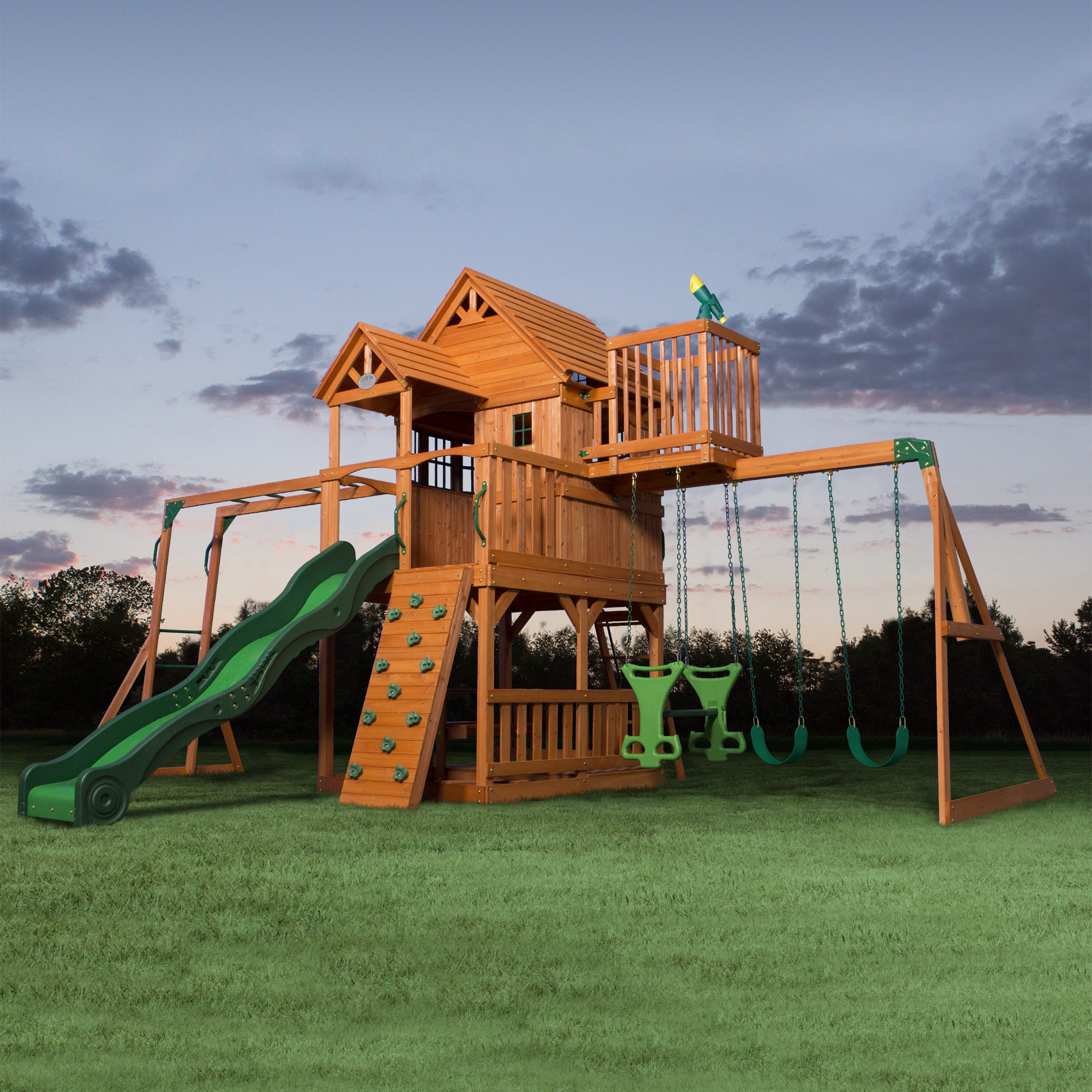 Backyard Discovery Skyfort All Cedar Swing Set Reviews Wayfair Backyard Discovery Skyfort All Cedar Swing Set Reviews Wayfair