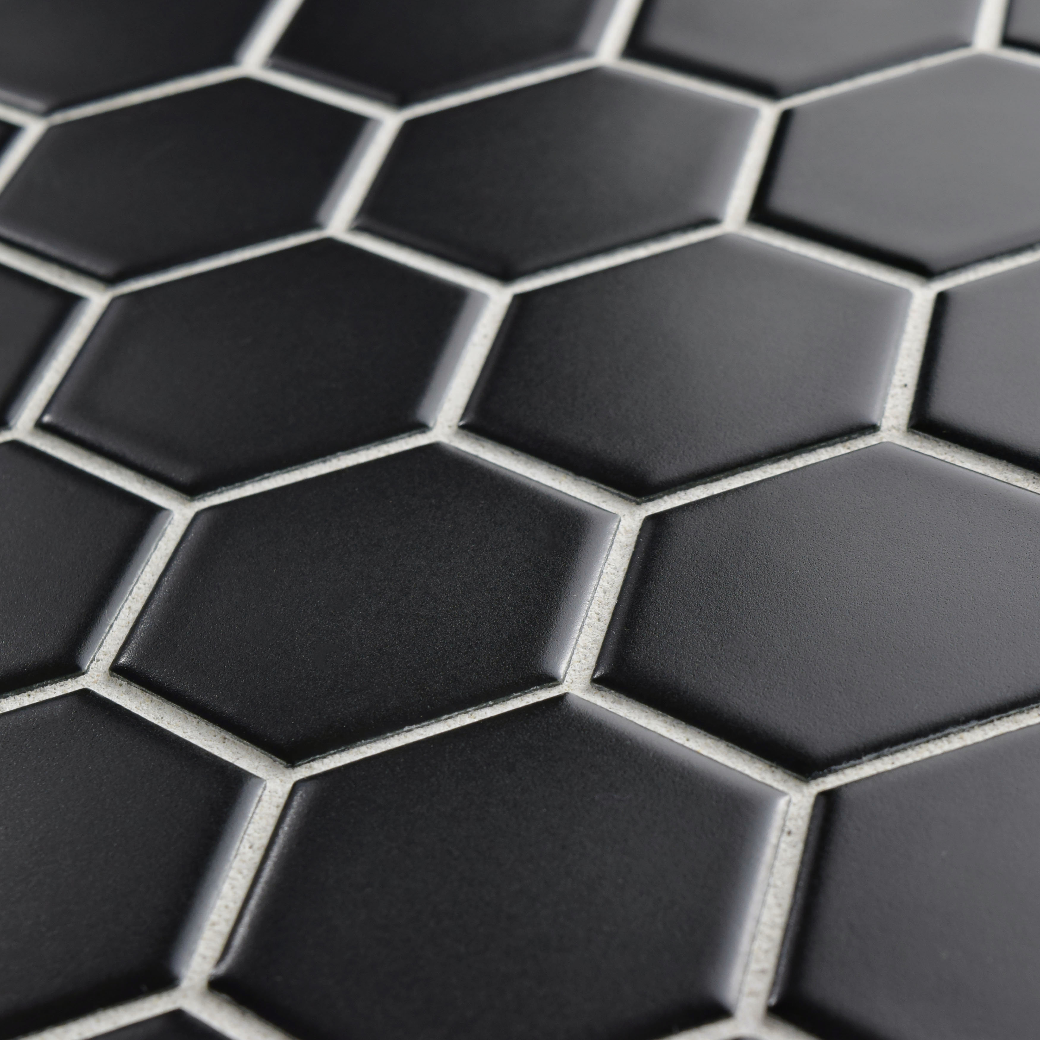 EliteTile Retro 2" x 2" Hex Porcelain Mosaic Tile in Matte Black ...