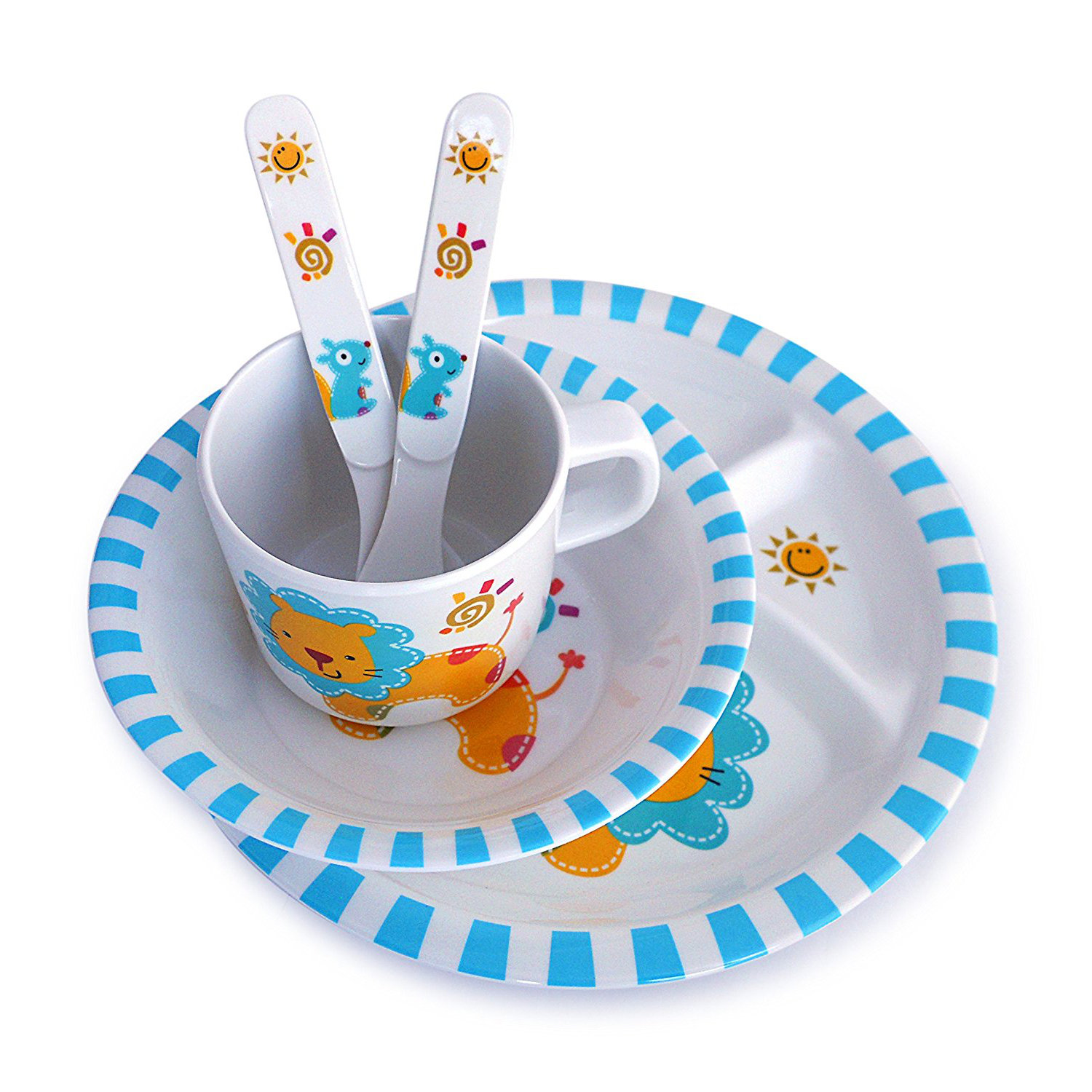 CUL Distributors Culina 5 Piece Kids Melamine Lion Dinnerware Set | Wayfair