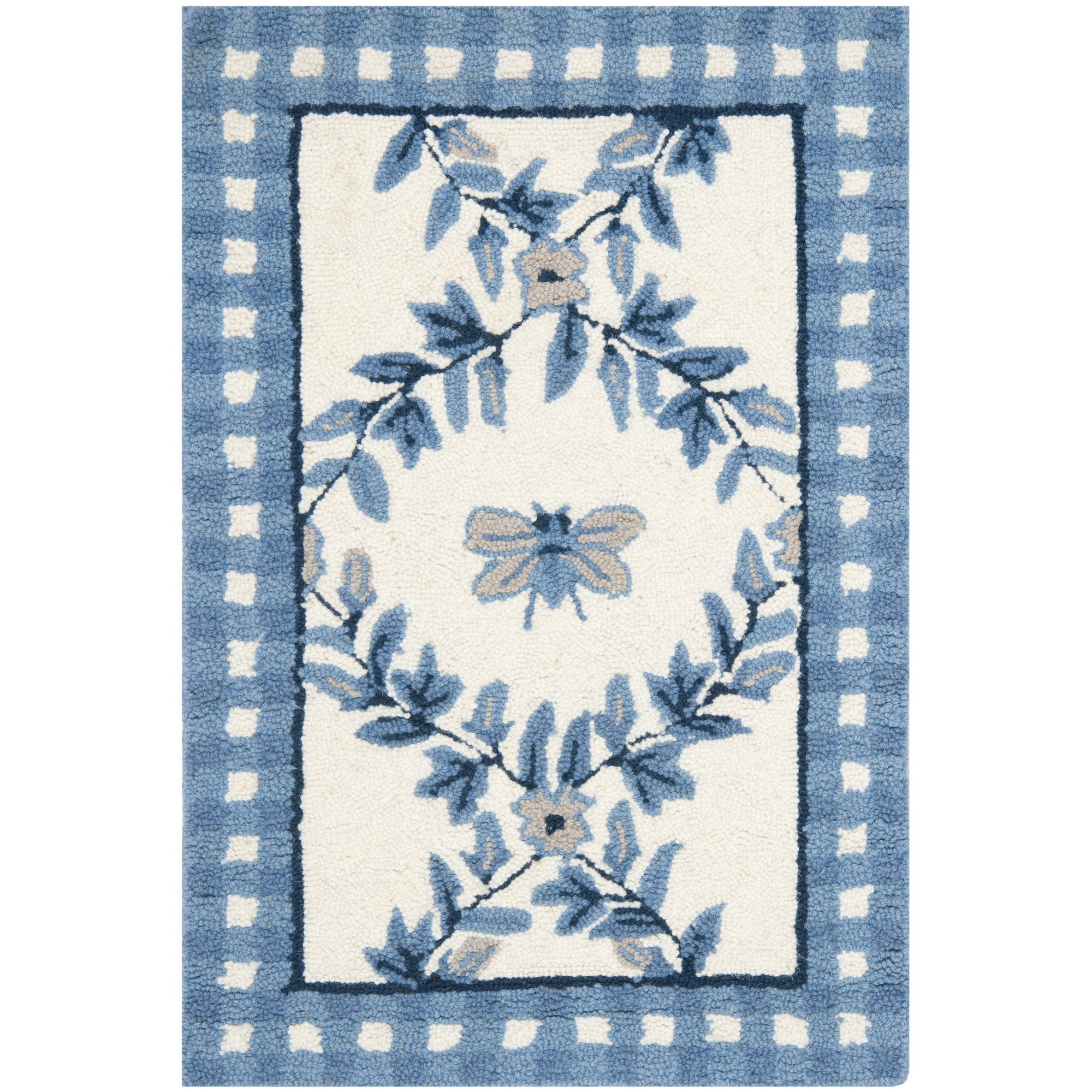Safavieh Chelsea Ivory/Blue Bumblebee Area Rug & Reviews | Wayfair