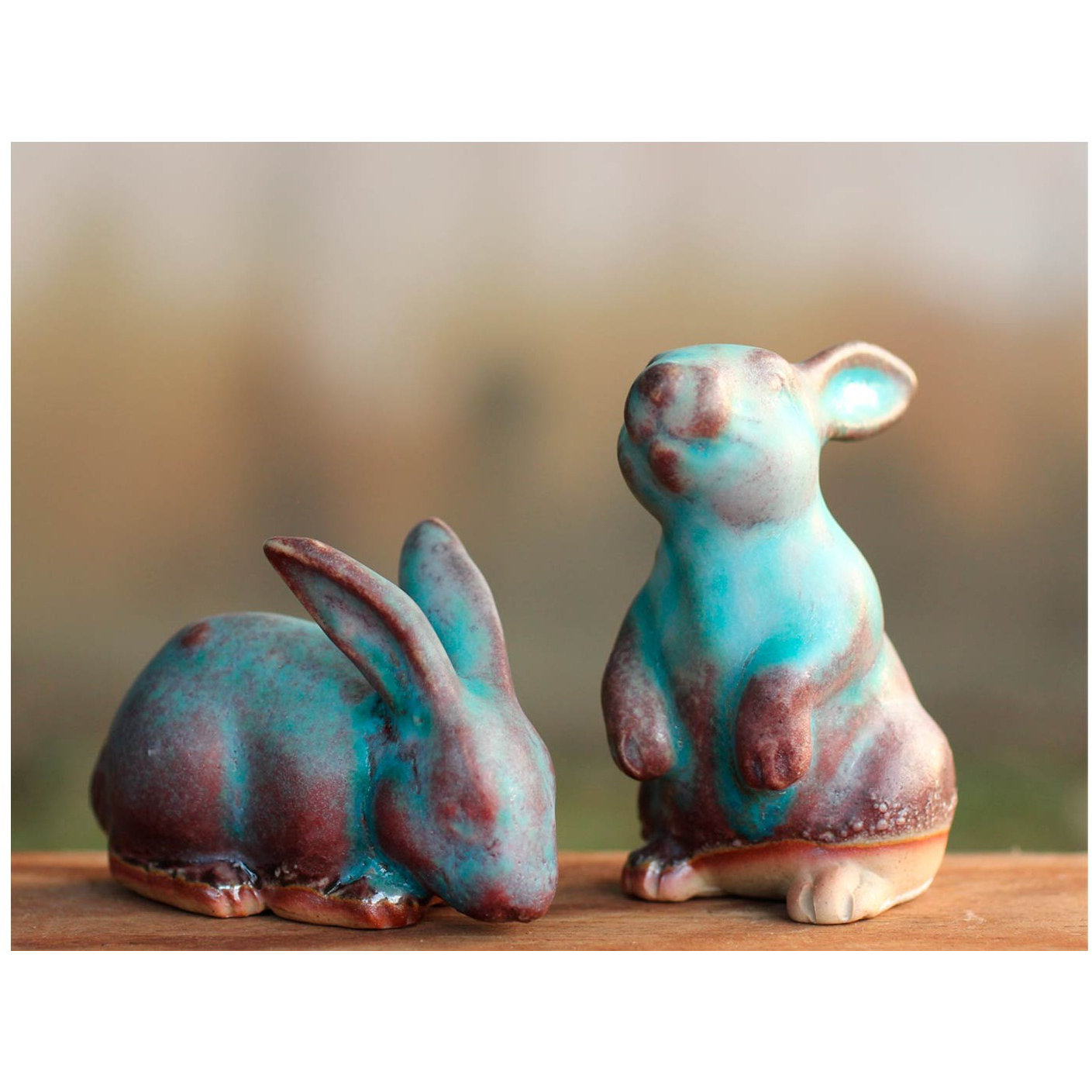 Novica Duangkamol 2 Piece Handcrafted Ceramic Rabbit Figurine Set | Wayfair